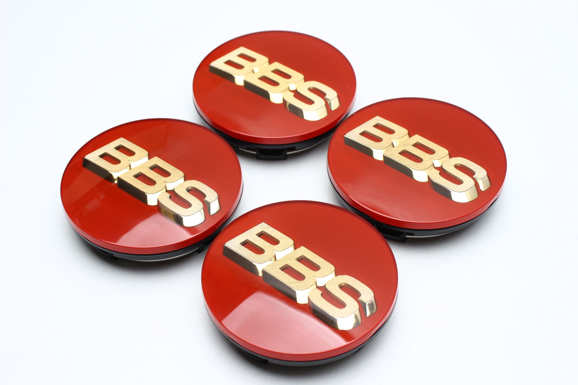 4x BBS 70mm Caps Red with 3D Gold Logo 56.24.120. PW Motorsport